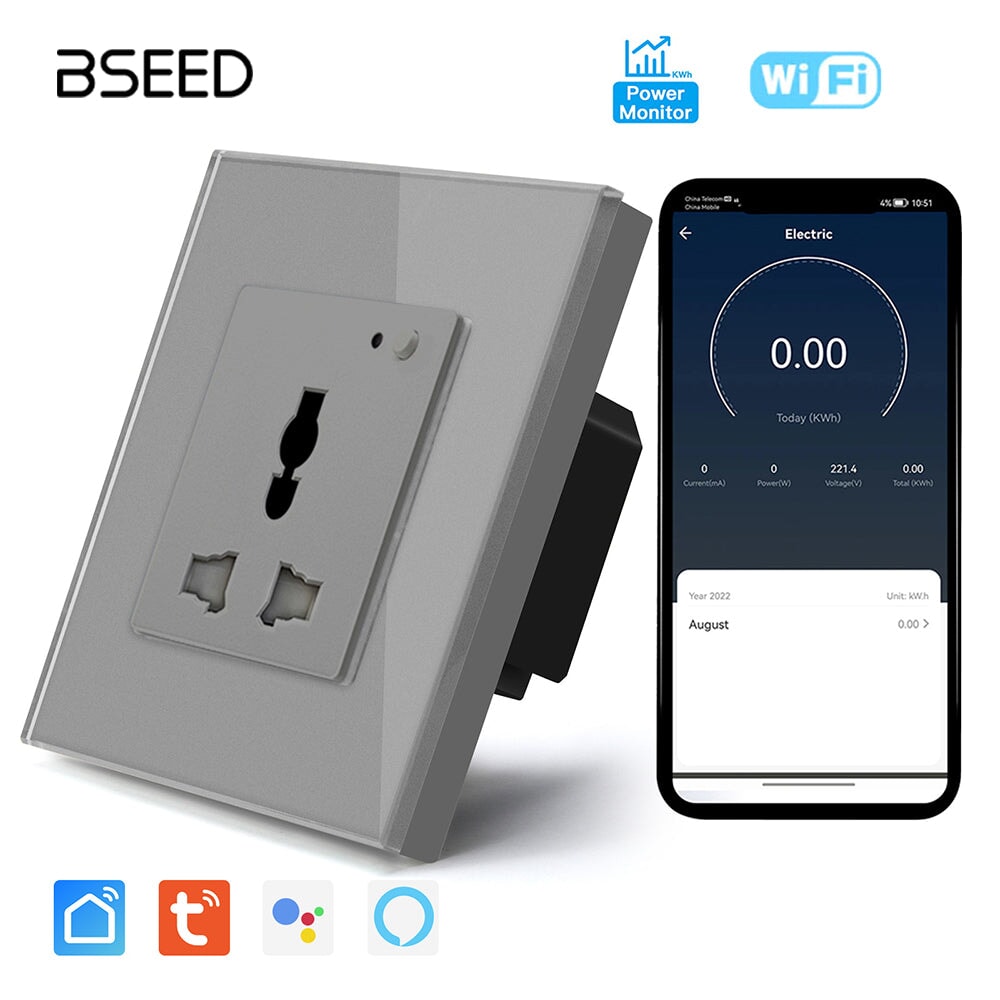 BSEED Smart WiFi Multi-Function Wall Sockets with Energy monitoring ...