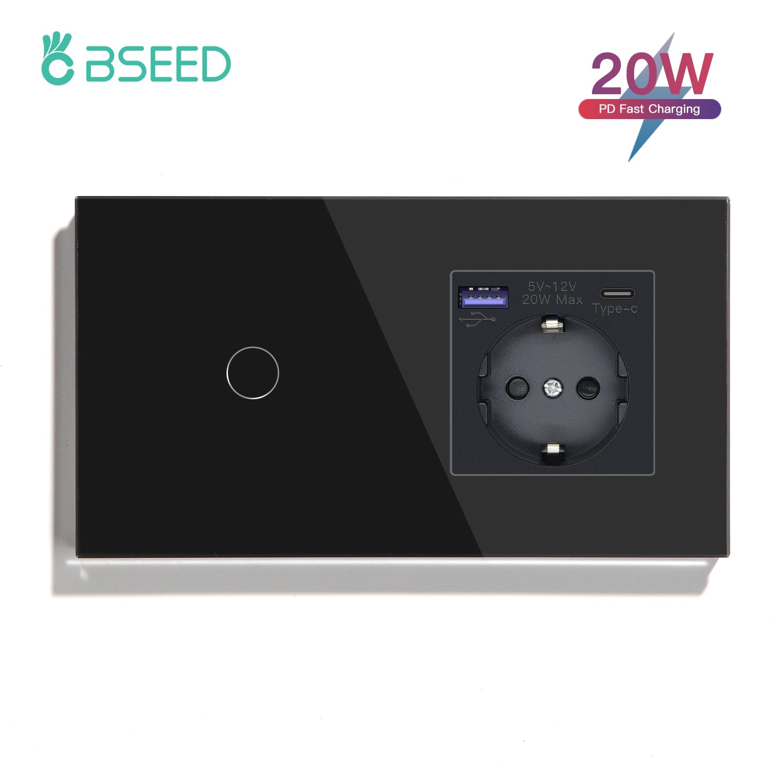 BSEED Light Switch With EU Socket With 20W Type-C Wall Socket – Bseedswitch
