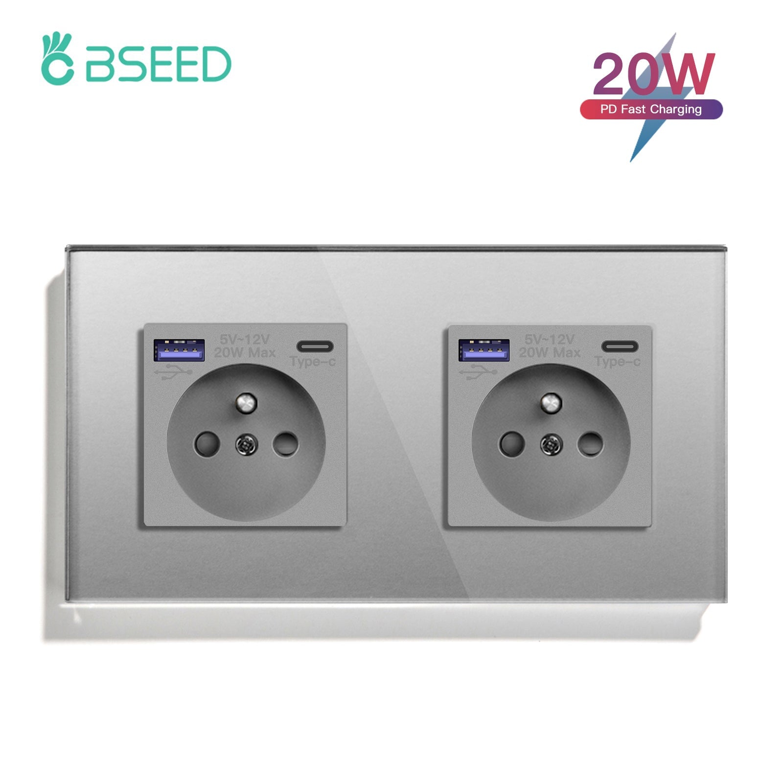 BSEED FR sockets with 20W PD Fast Charge Type-C Interface Outlet Wall ...