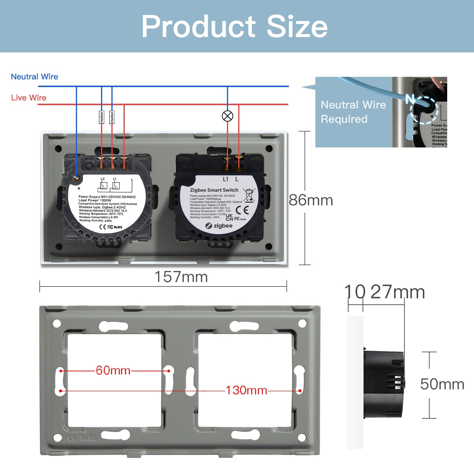 Bseed Zigbee Light Switch With Shutter Switch Bseedswitch 4062