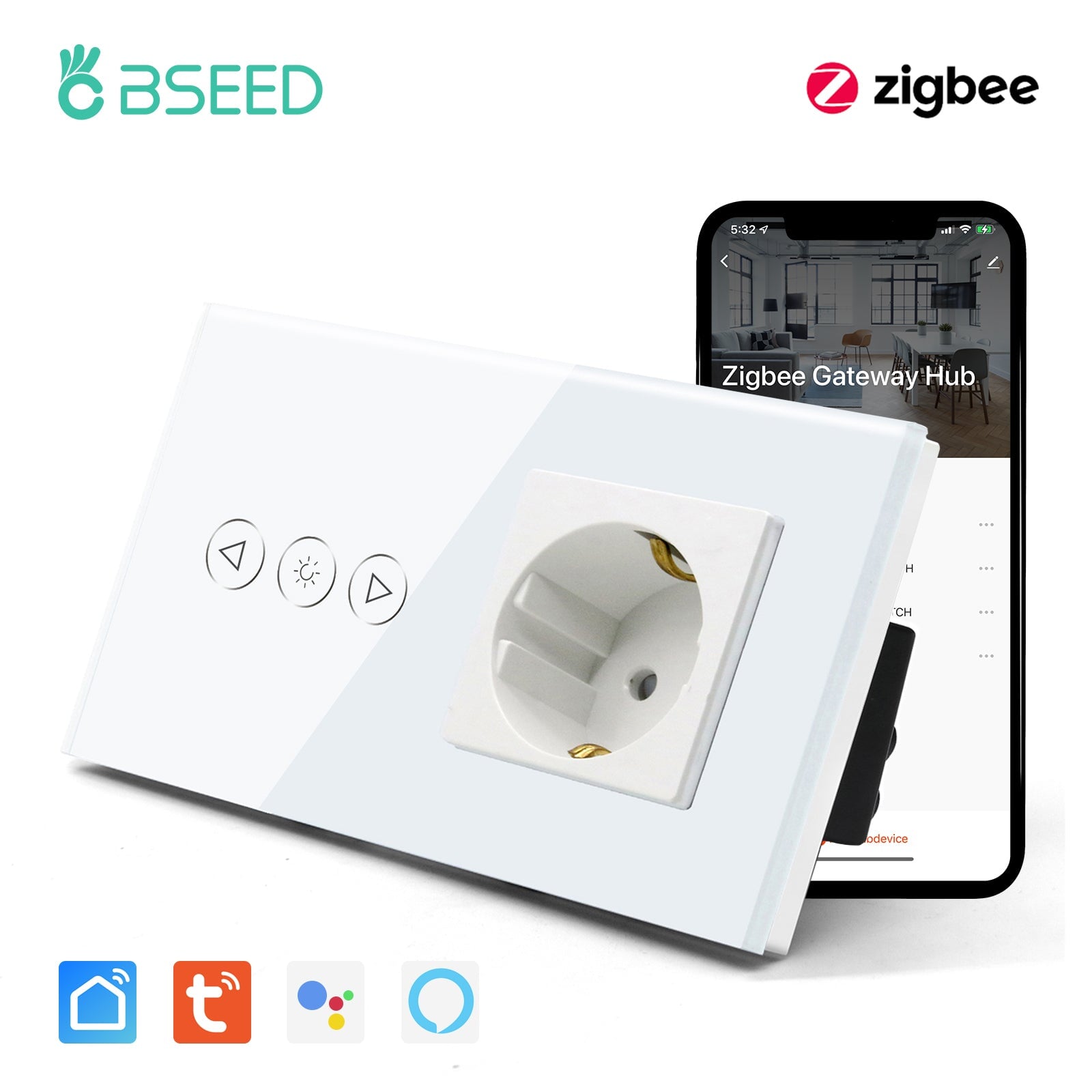 BSEED Zigbee Dimmer Switch With Zigbee Socket Glass Panel – Bseedswitch