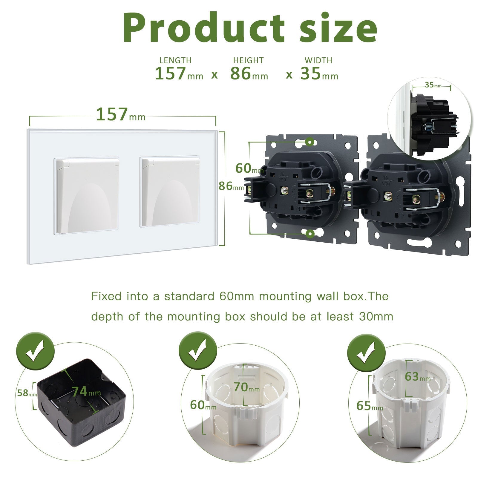 Bseed Waterproof Socket EU Standard Glass Panel with Claw technology ...