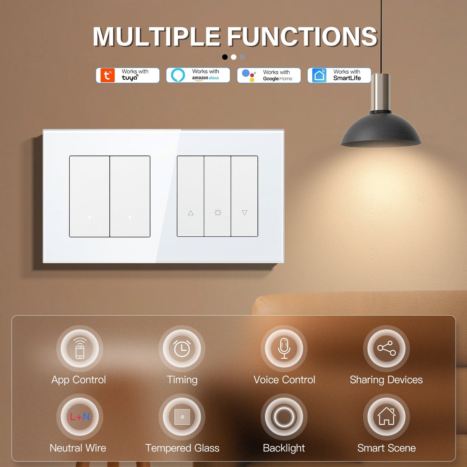 Bseed Echo Smart Wifi Light Switch with Dimmer switch Wifi Work With A