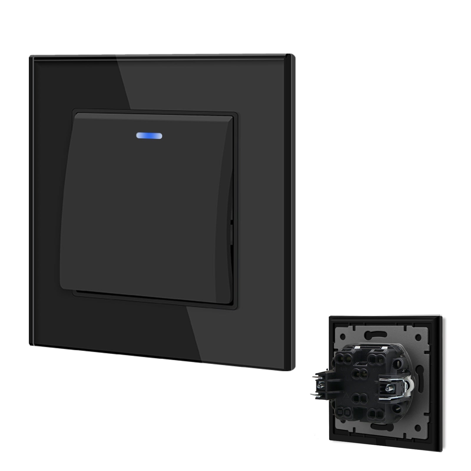 Bseed Button Light Switch Glass Panel White Claw Switch with LED ...