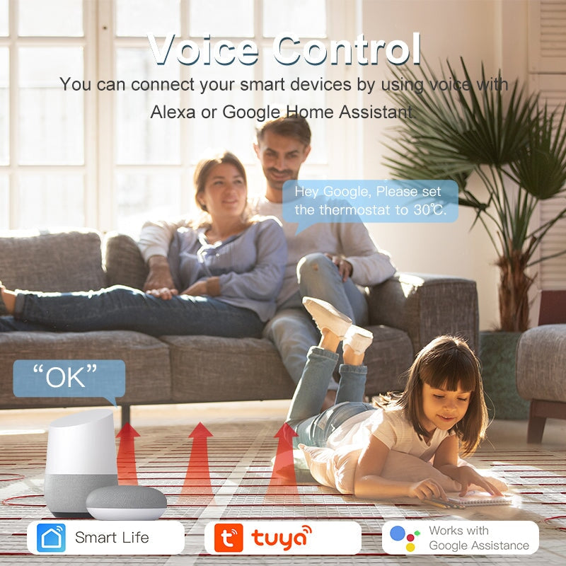 BSEED WiFi Touch LED integrated Screen With knob Floor Heating Room Th ...