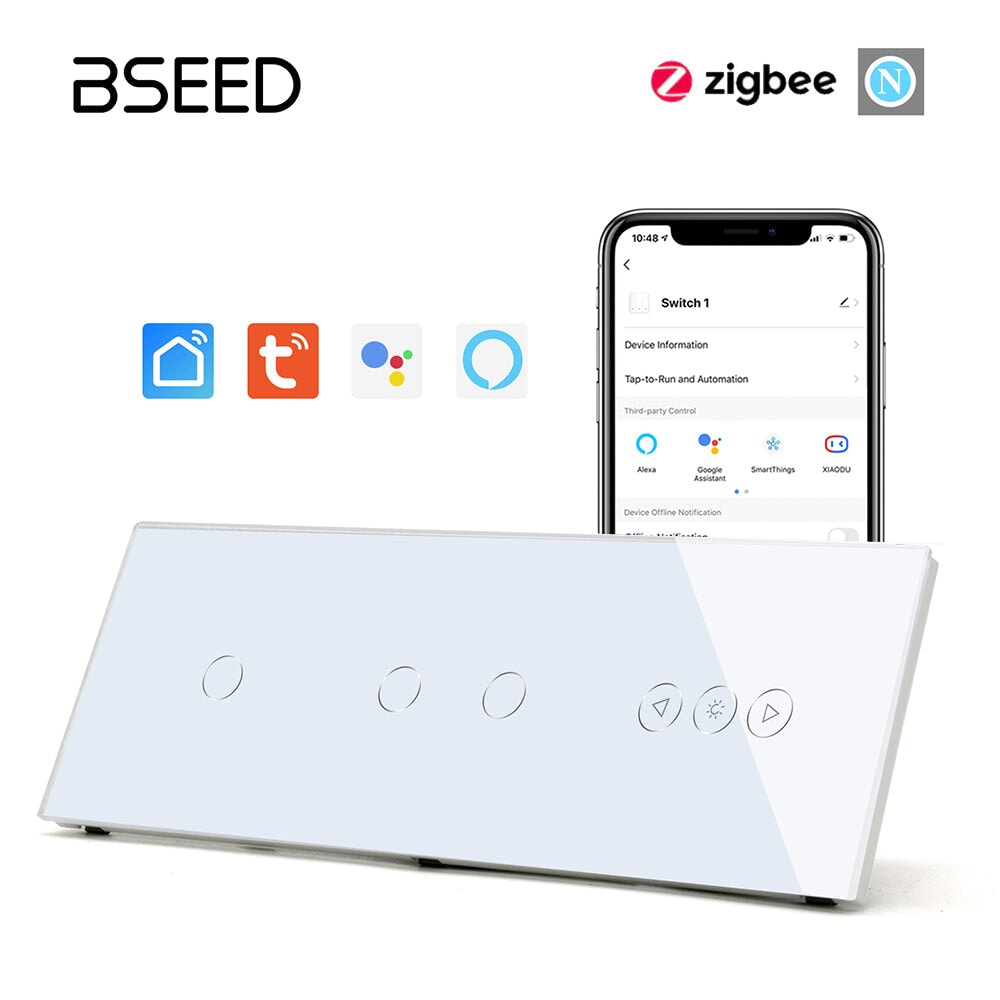 BSEED Double 1Gang zigbee Switch With zigbee dimmer Switch 228mm ...
