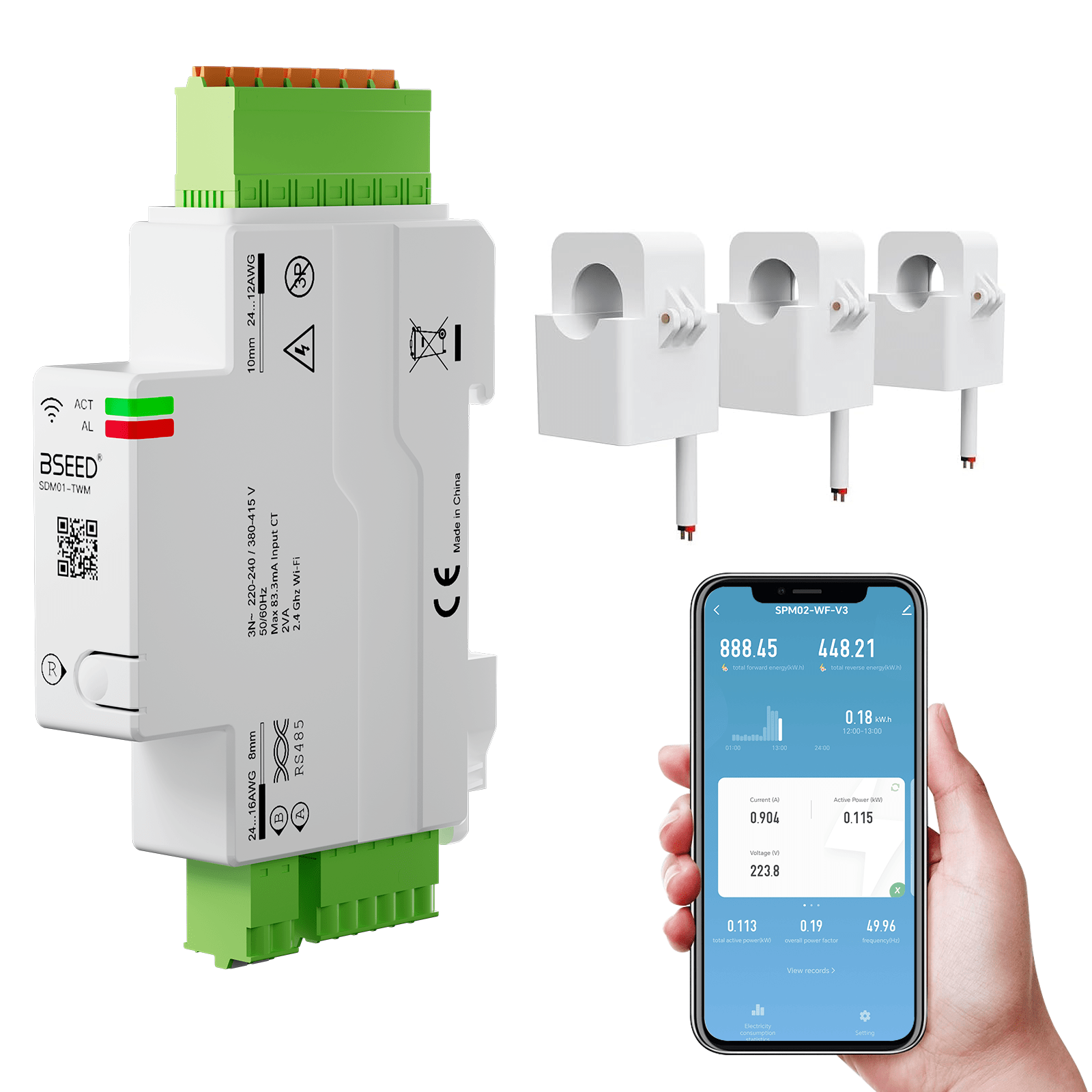 BSEED Smart Wifi Energy Meter Smart Energy Monitor Real-time Monitorin