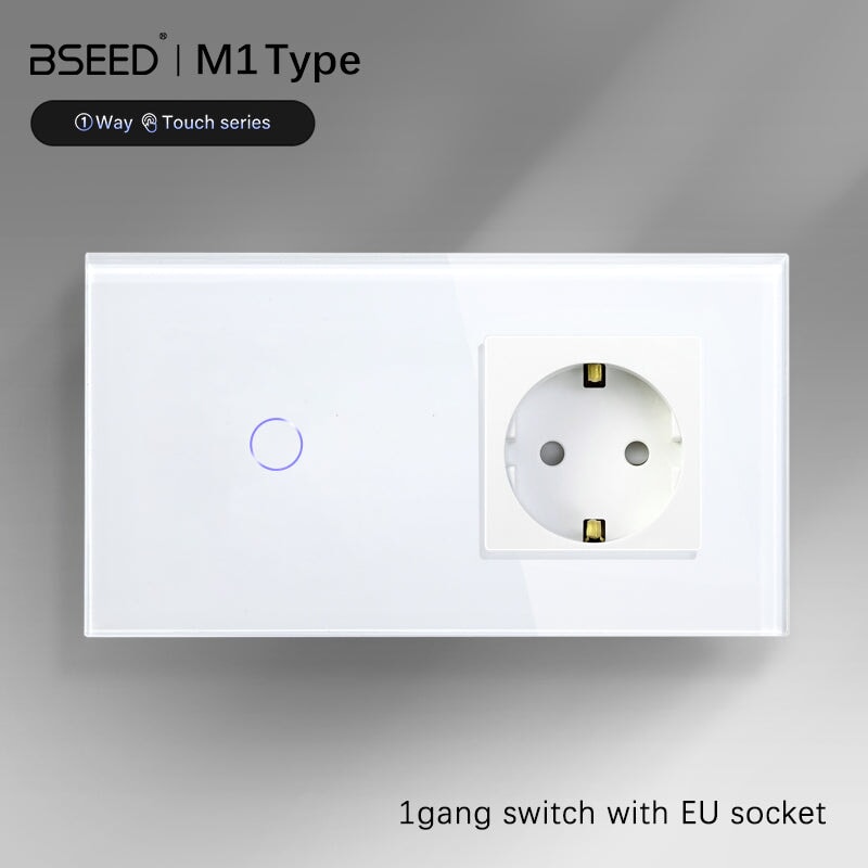 bseed 1/2/3 Gang 1/2/3 Way Touch Light Switch with Eu Socket 300W ...