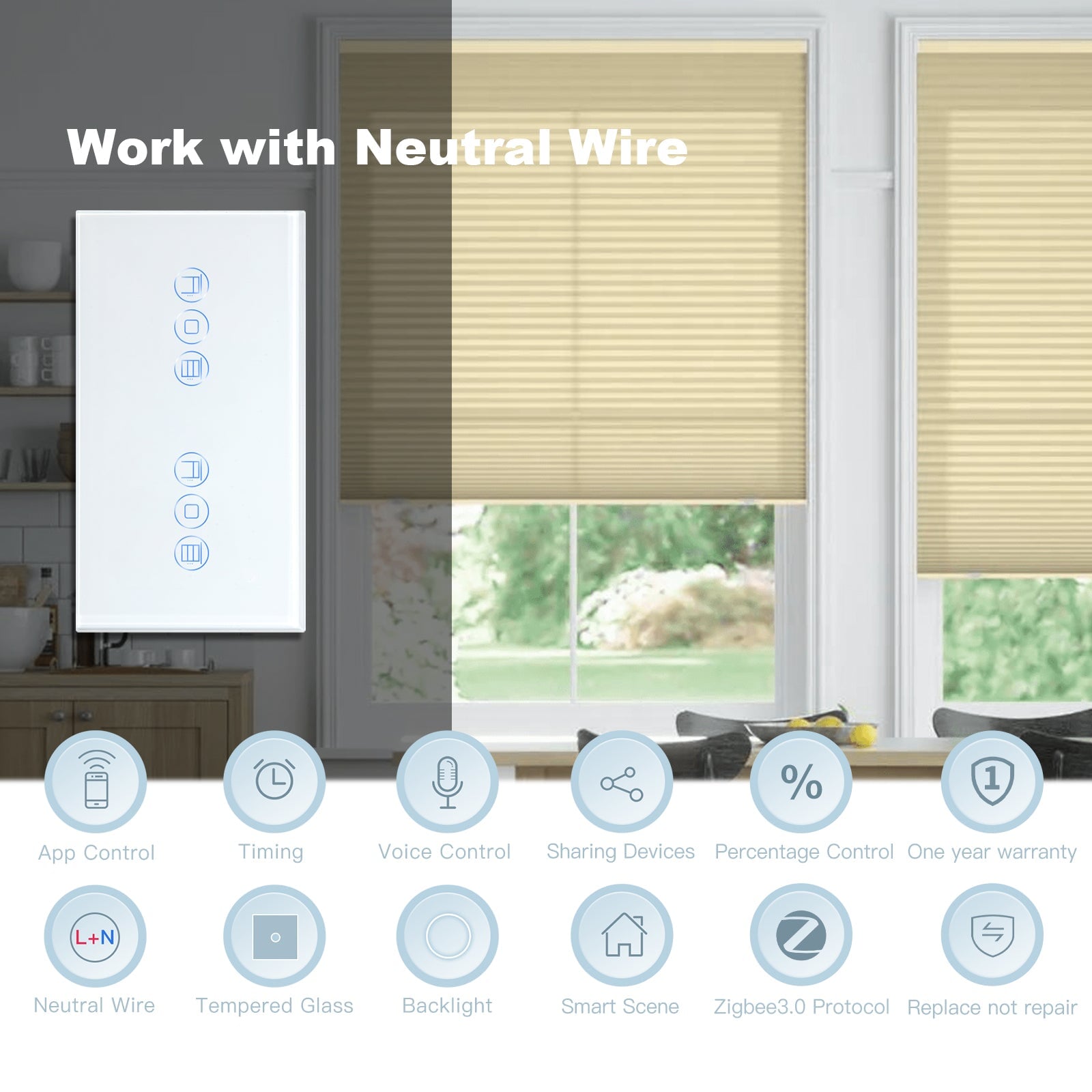 BSEED Zigbee doubel Shutter Switch Smart Wall Touch Switch – Bseedswitch