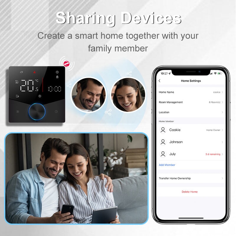 BSEED ZigBeeTouch LED integrated Screen With knob Floor Heating Room T ...