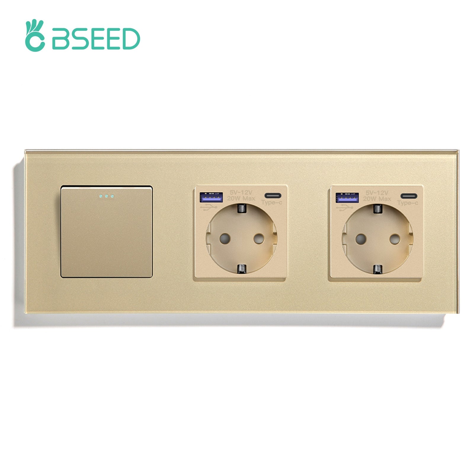 BSEED 1/2/3 Gang 1/2 Way Light Switch With Normal Eu Socket With fast ...