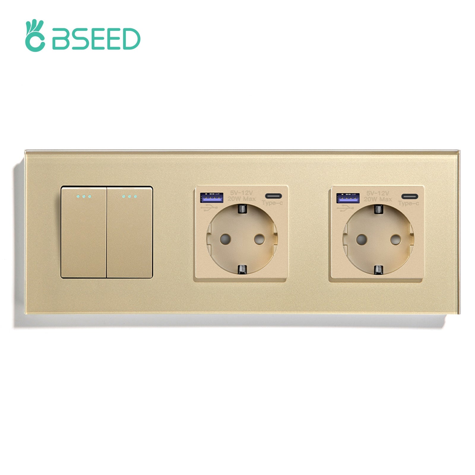 BSEED 1/2/3 Gang 1/2 Way Light Switch With Normal Eu Socket With fast ...