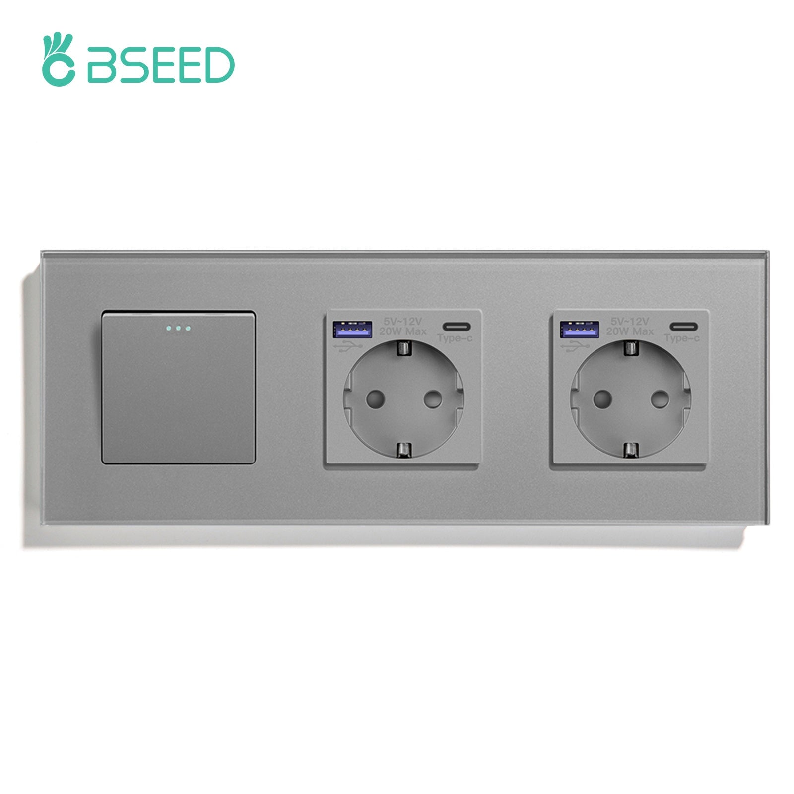 BSEED 1/2/3 Gang 1/2 Way Light Switch With Normal Eu Socket With fast ...