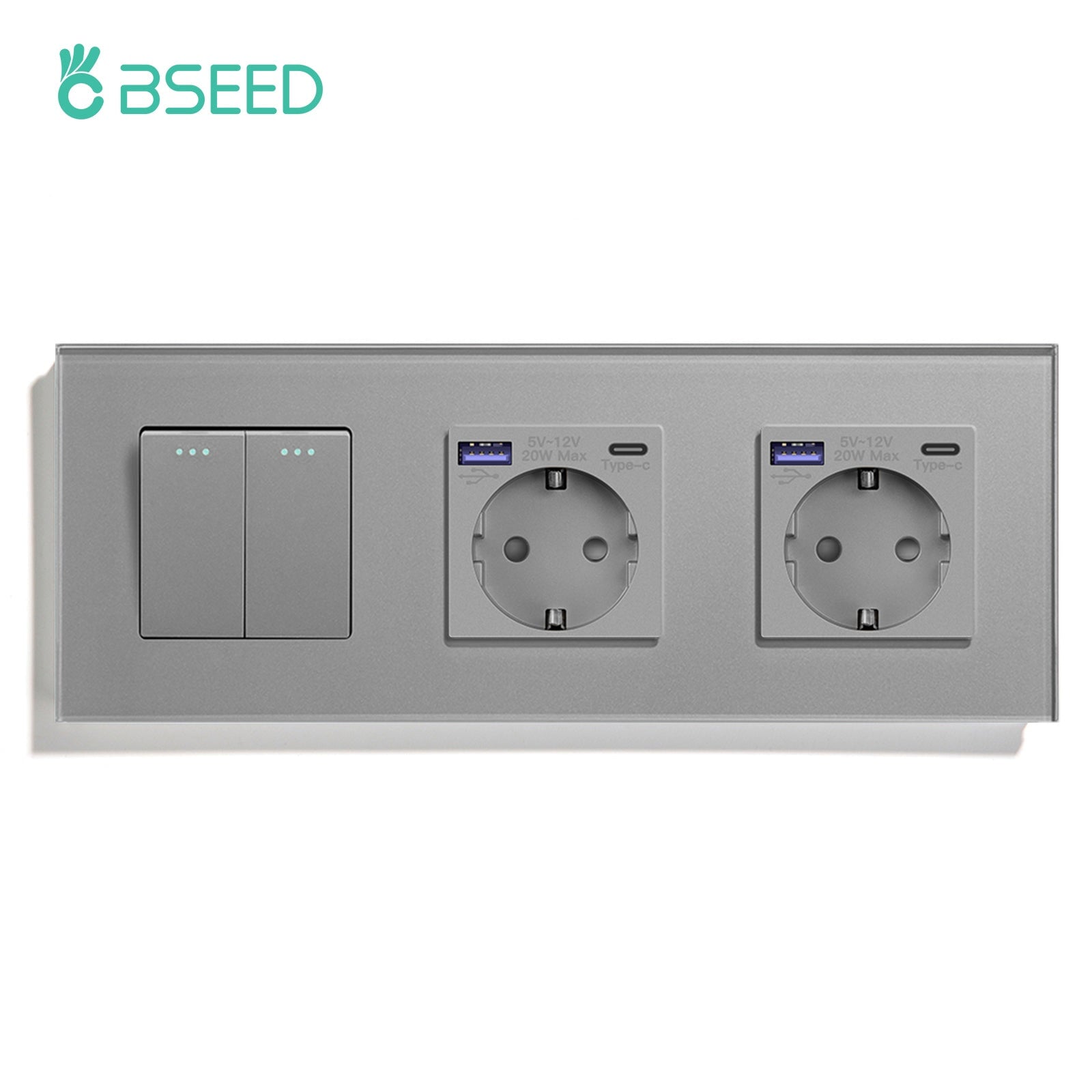 BSEED 1/2/3 Gang 1/2 Way Light Switch With Normal Eu Socket With fast ...