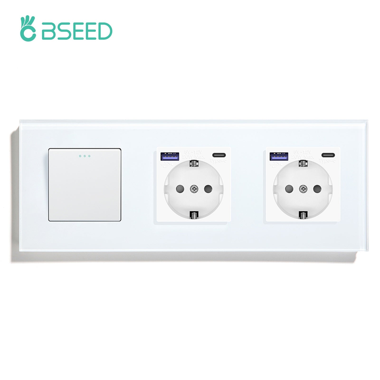 BSEED 1/2/3 Gang 1/2 Way Light Switch With Normal Eu Socket With fast ...