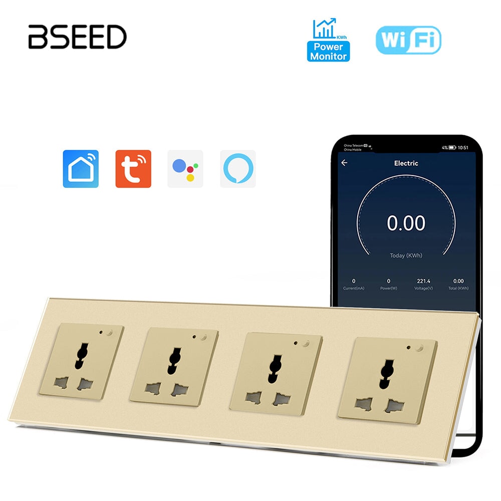 BSEED Smart WiFi Multi-Function Wall Sockets with Energy monitoring ...