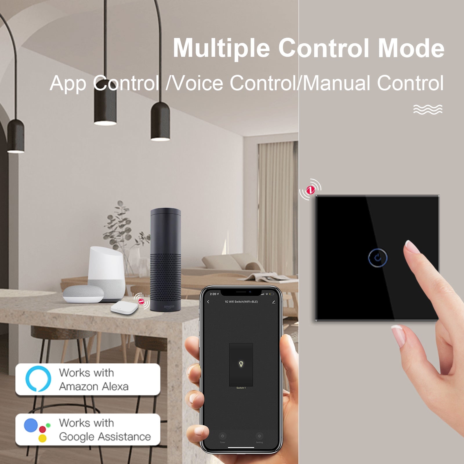 BSEED Zigbee 1/2/3/4 Gang 1/2/3 Way Switch Wall Smart Light Switch For ...