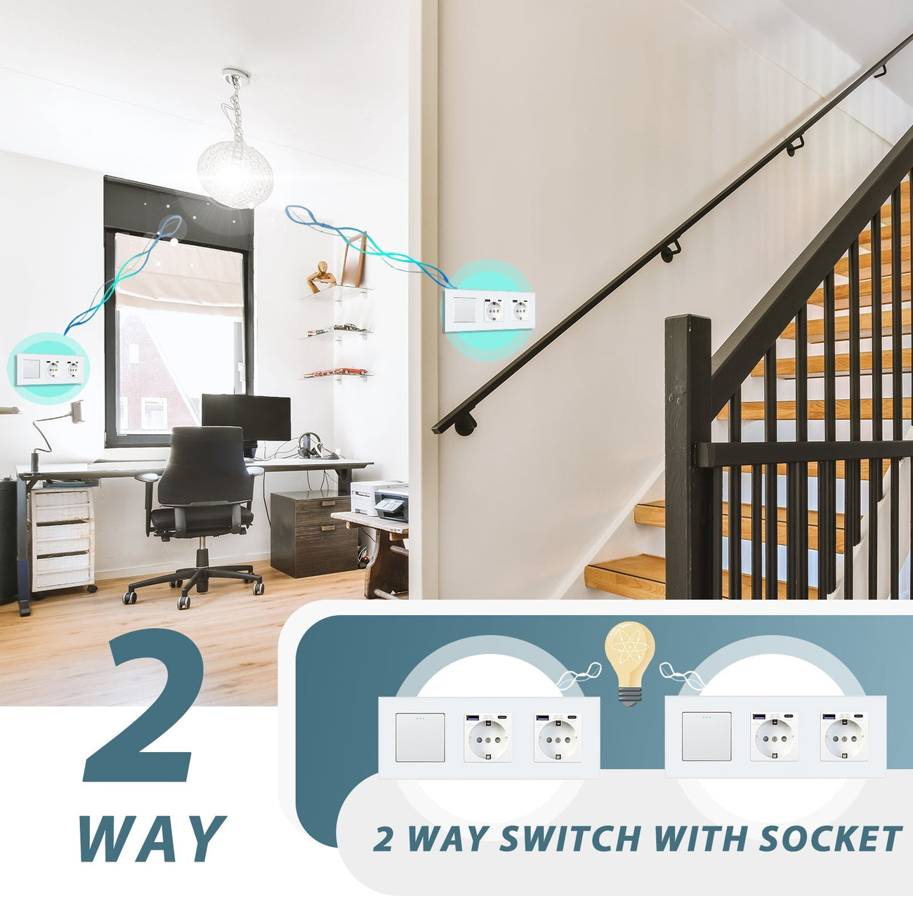 BSEED Light Switch With Normal Eu Socket With fast charge USB-c