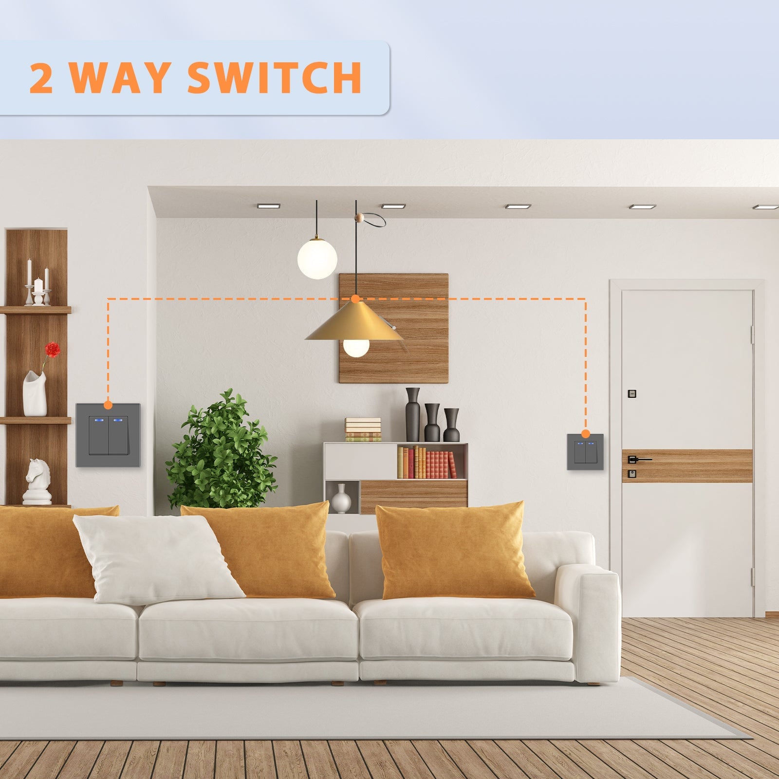 Bseed Button Light Switch Glass Panel White Rocker Switch with LED ...