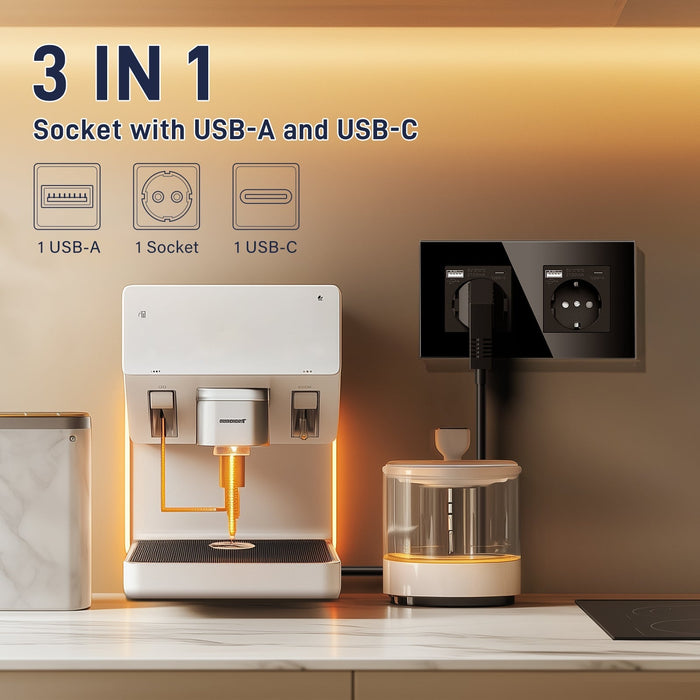 BSEED EU sockets with 2.1A Type-C Interface Outlet Wall Socket
