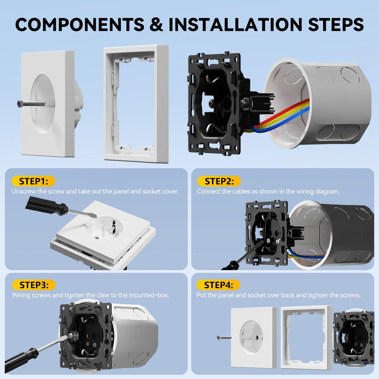 EG Easy Install EU Wall Sockets with clamping technology