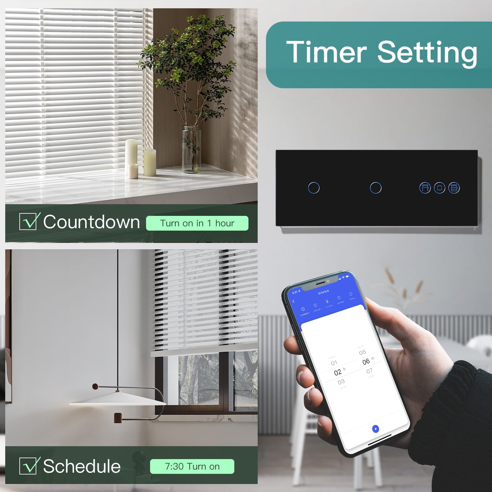 BSEED Zigbee 1/2/3 Gang Light Switches with Roller Shutter Switch ...
