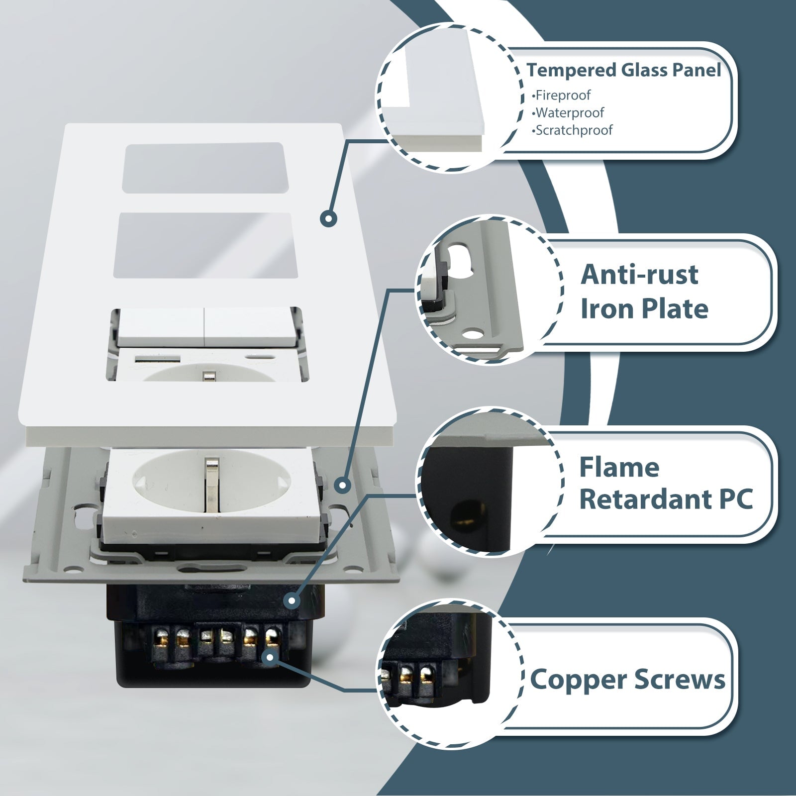 BSEED 1/2/3 Gang 1/2 Way Light Switch With Normal Eu Socket With fast ...