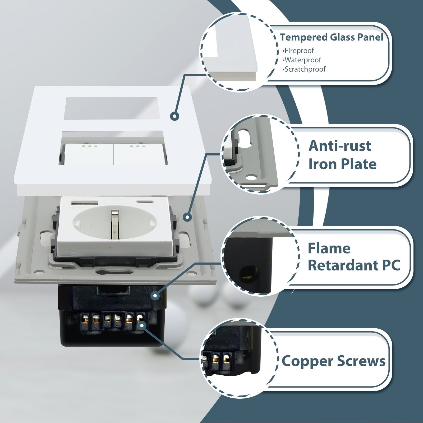 BSEED Mechanical 1/2/3 Gang 1/2Way Touch Light Switch With Normal Eu S ...