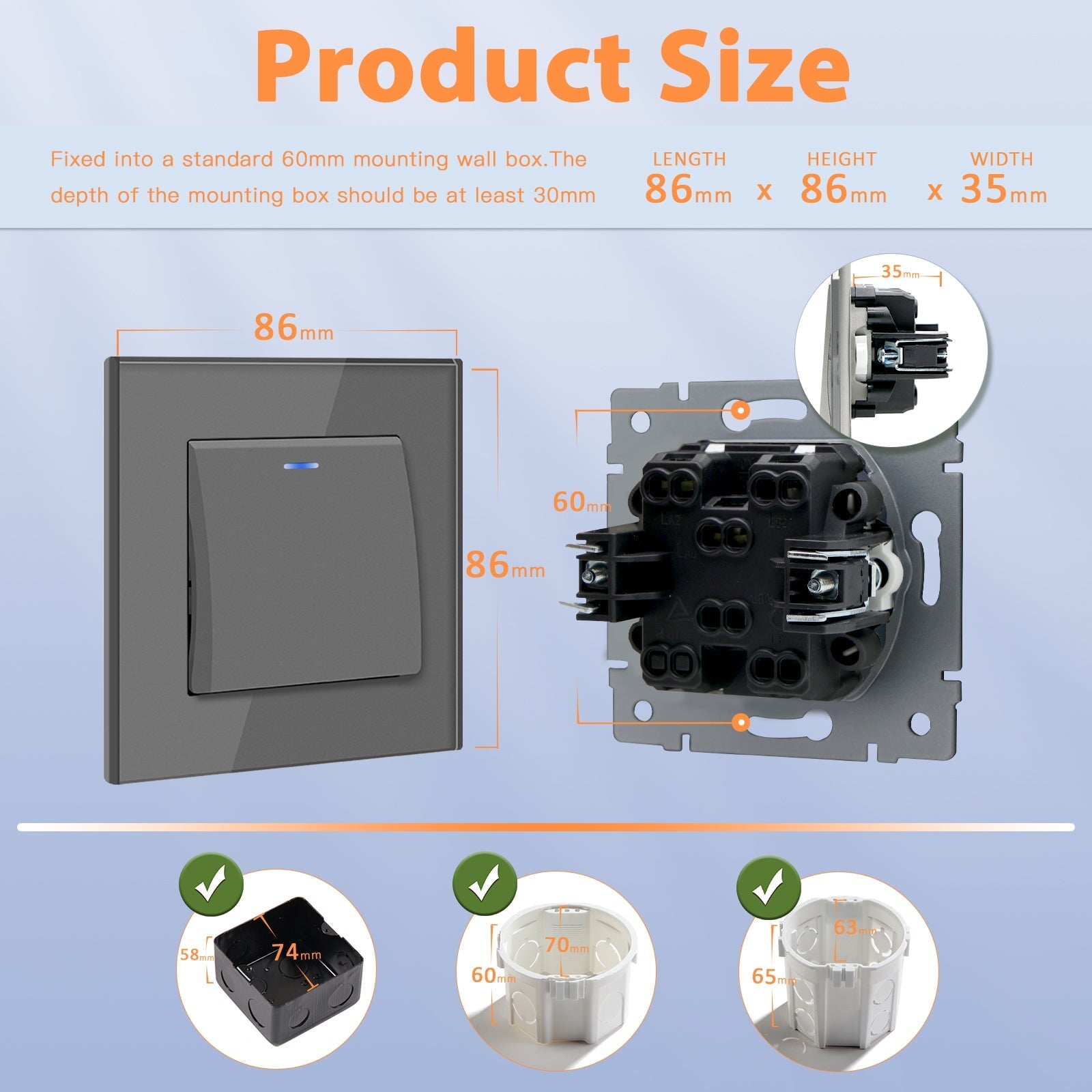 Bseed Button Light Switch Glass Panel White Claw Switch with LED ...