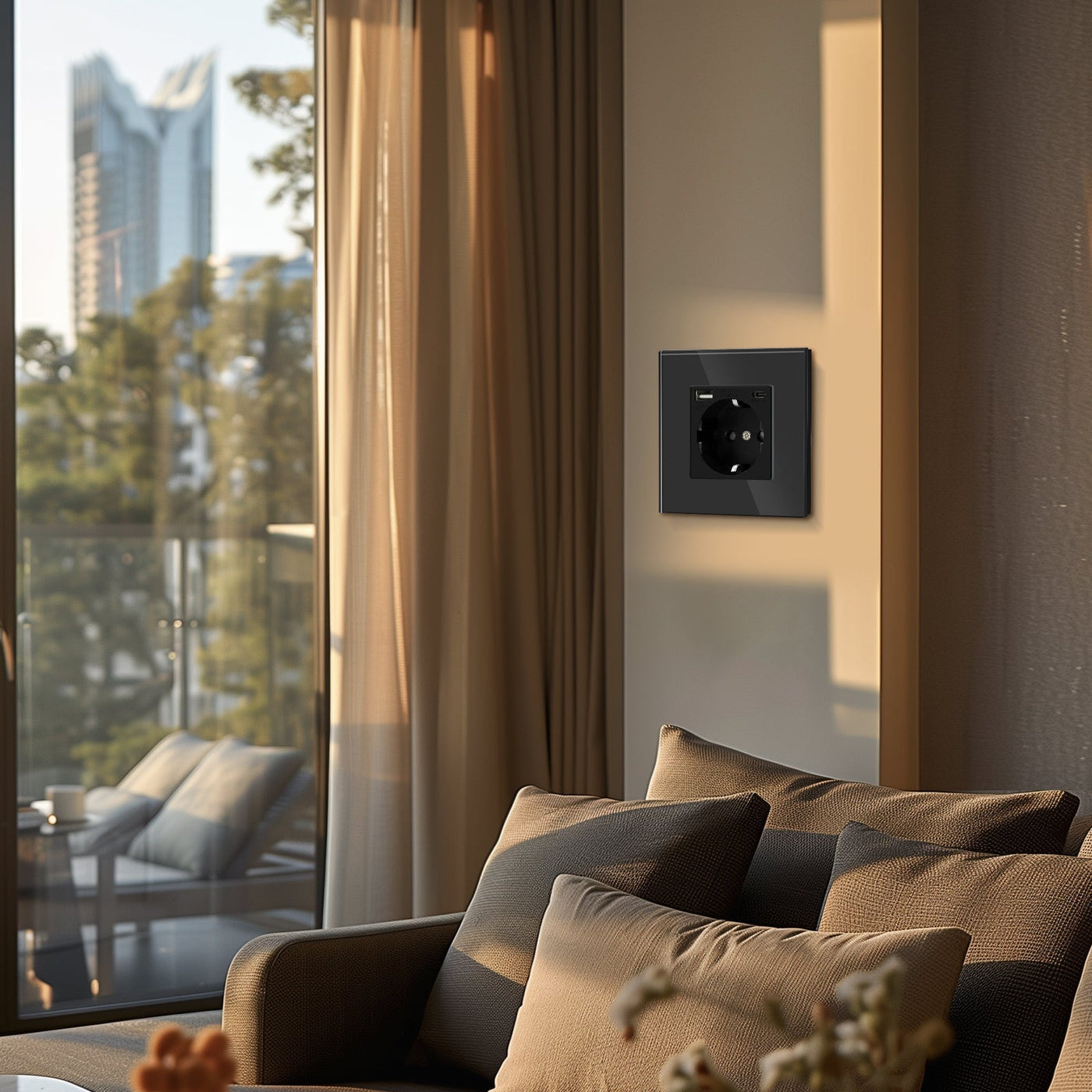 BSEED EU sockets with 2.1A Type-C Interface Outlet Wall Socket