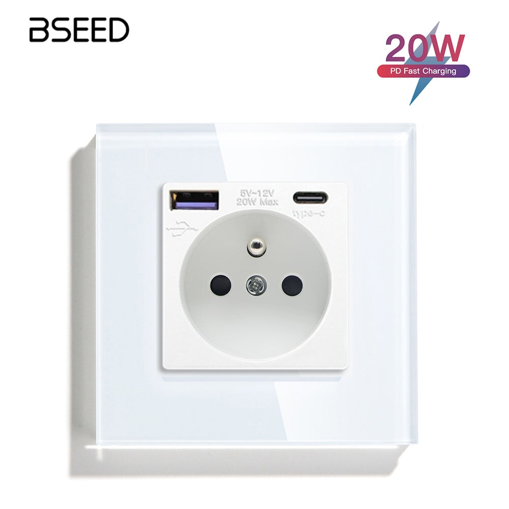 BSEED FR sockets with 20W PD Fast Charge Type-C Interface Outlet Wall ...