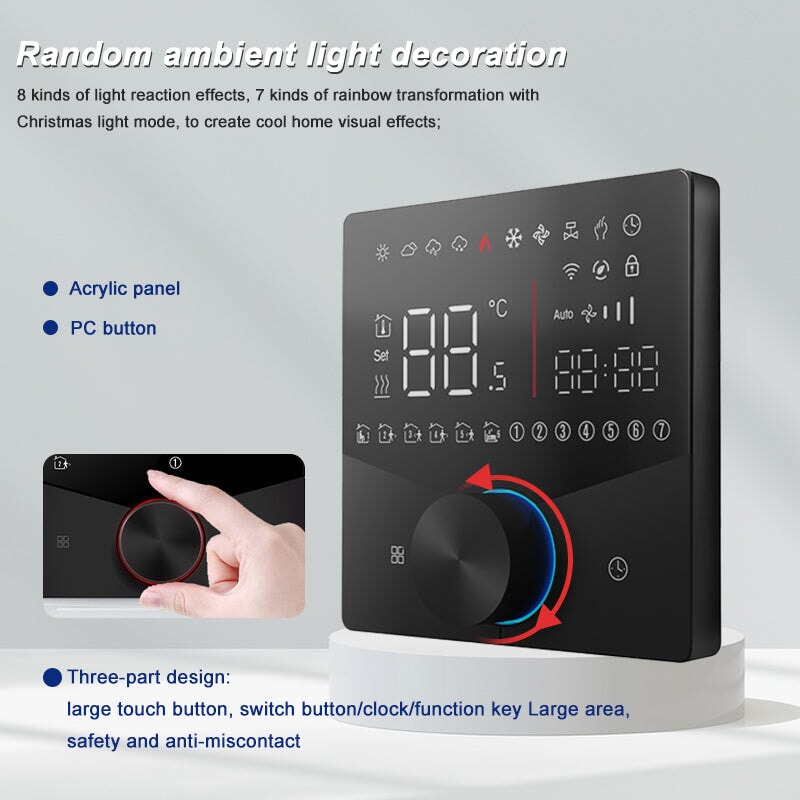 BSEED WiFi Touch LED integrated Screen With knob Floor Heating Room Th ...