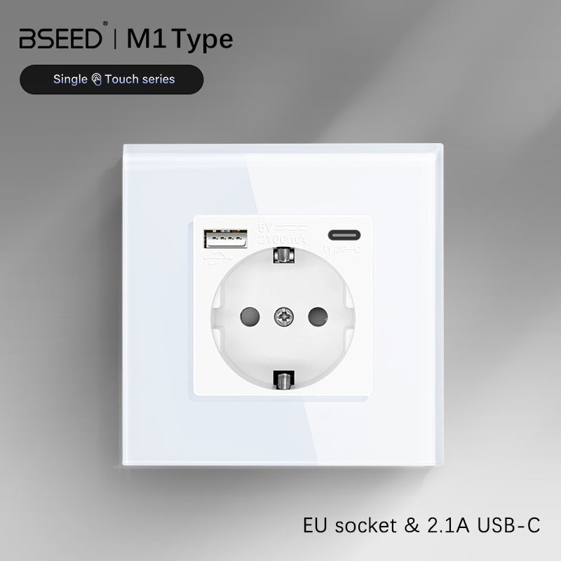 BSEED EU sockets Type-C Interface Outlet Wall Socket With Charge Port ...