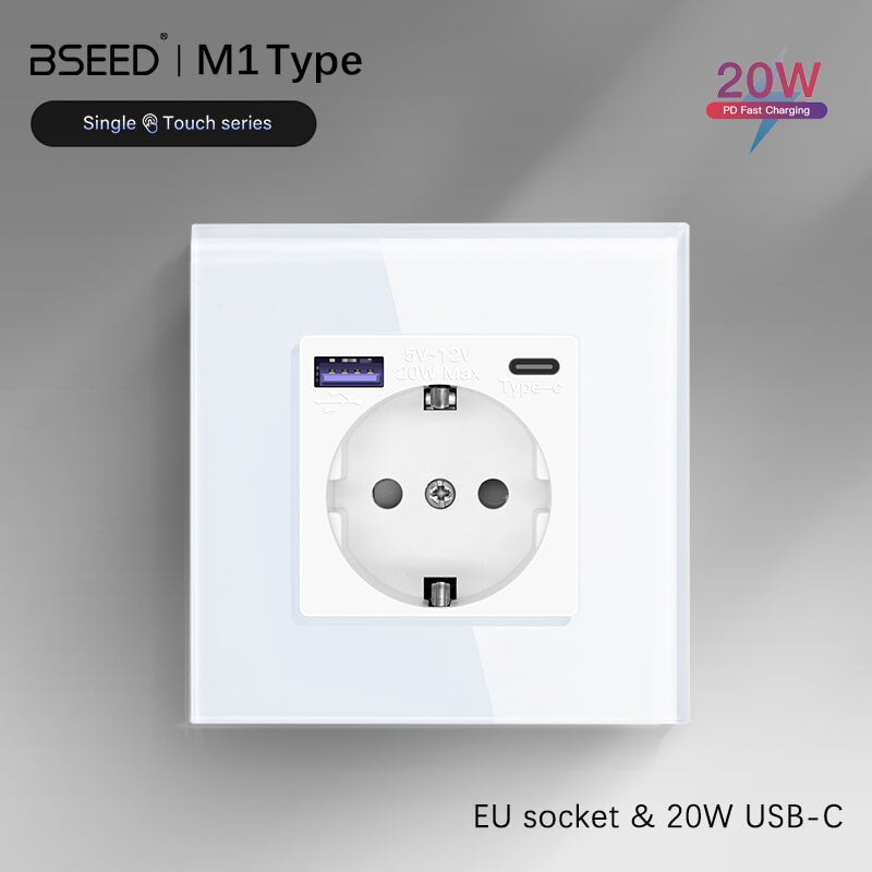 BSEED EU sockets with 20W PD Fast Charge Type-C Interface Outlet Wall ...