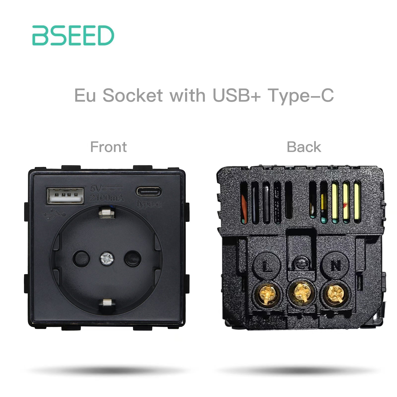 BSEED EU Type-C Interface Outlet Wall Socket 16A 20W USB-C Charge ...