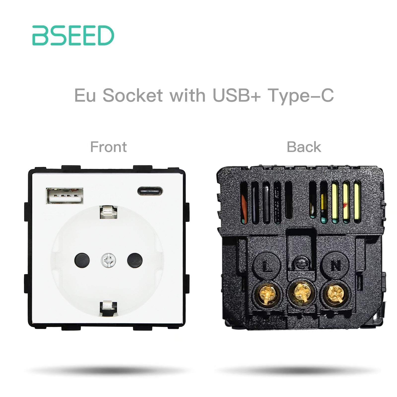 BSEED EU Type-C Interface Outlet Wall Socket 16A 20W USB-C Charge ...