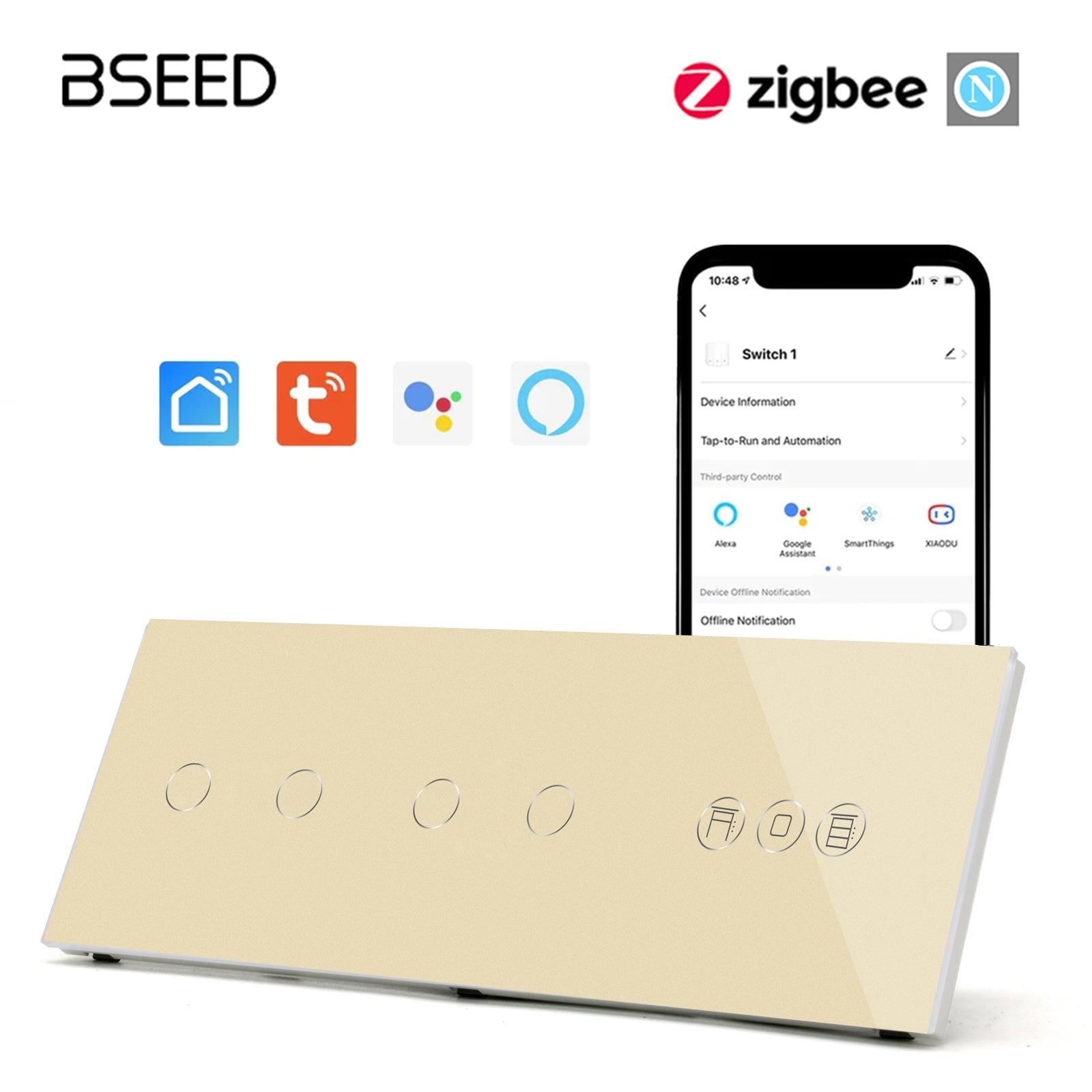 BSEED Zigbee 1/2/3 Gang Light Switches with Roller Shutter Switch ...
