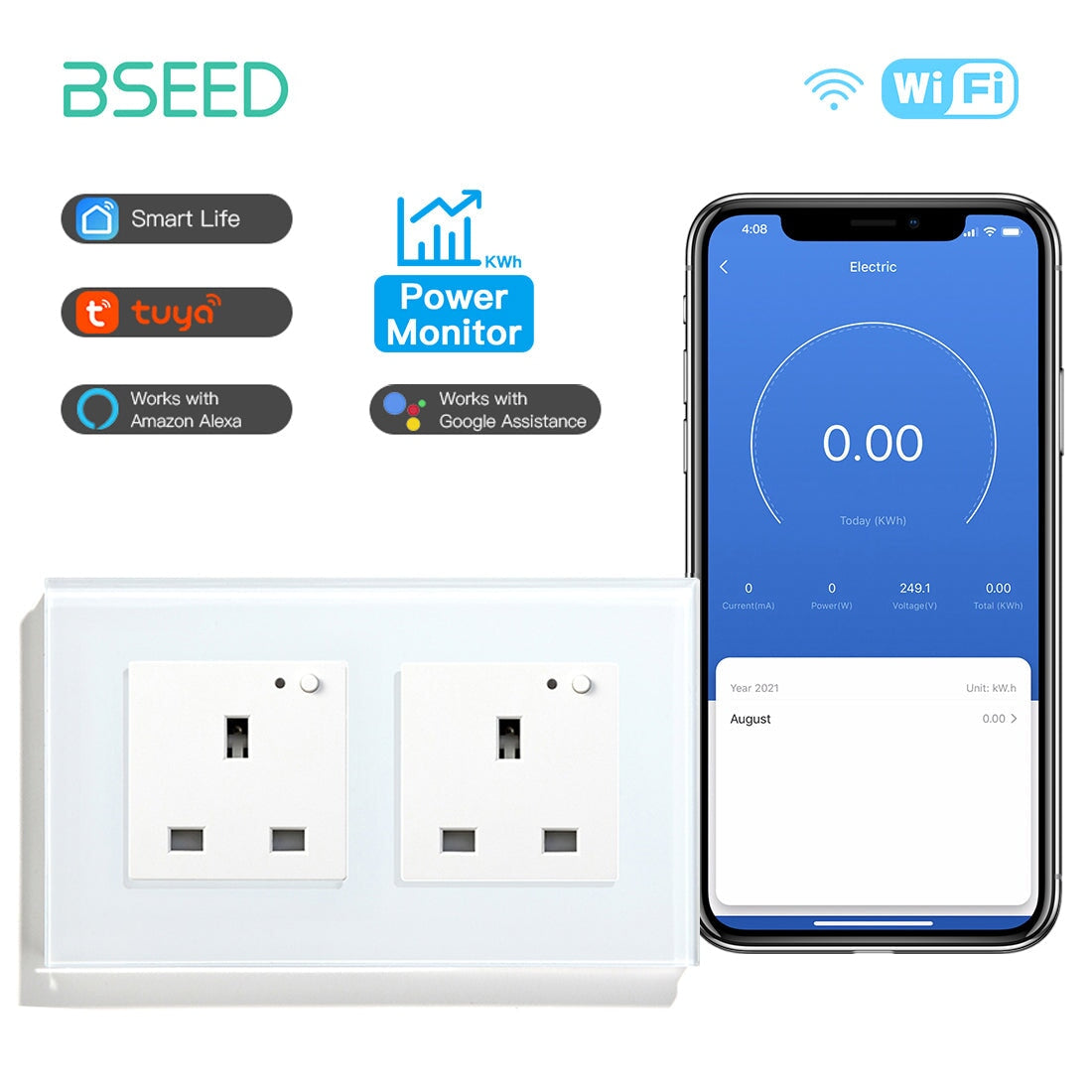 BSEED Smart WiFi UK Standards Wall Sockets with Metering – Bseedswitch