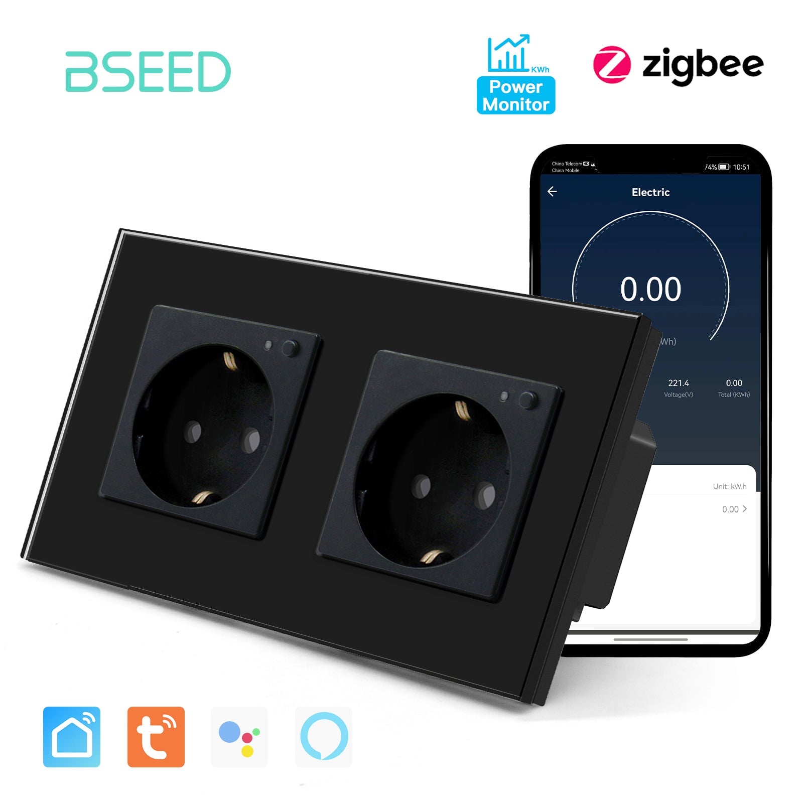 BSEED ZigBee EU Wall Sockets Power Outlets With Energy Monitoring Kids ...