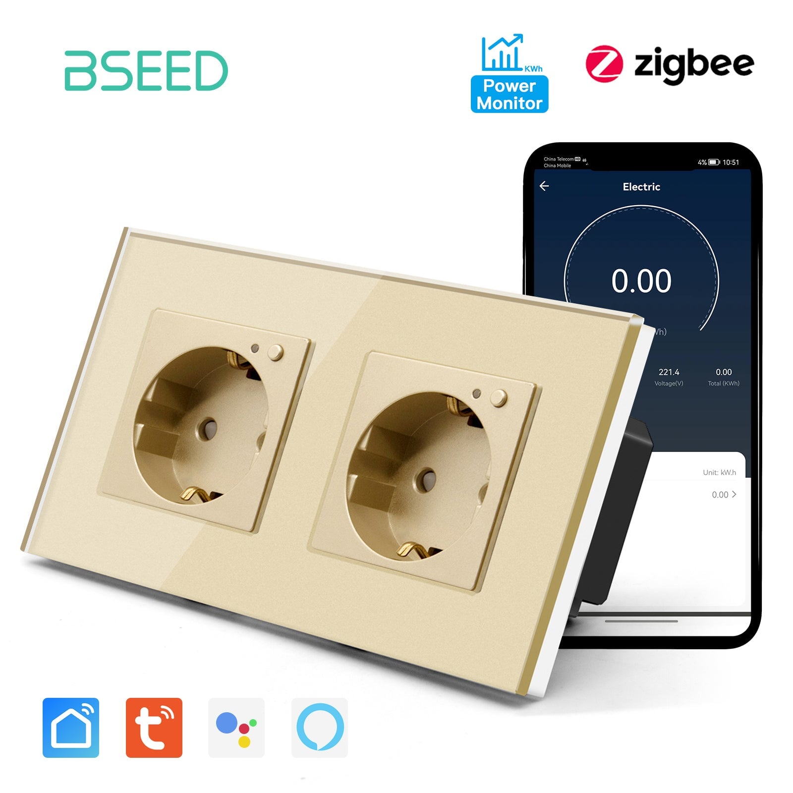 BSEED ZigBee EU Wall Sockets Power Outlets With Energy Monitoring Kids ...