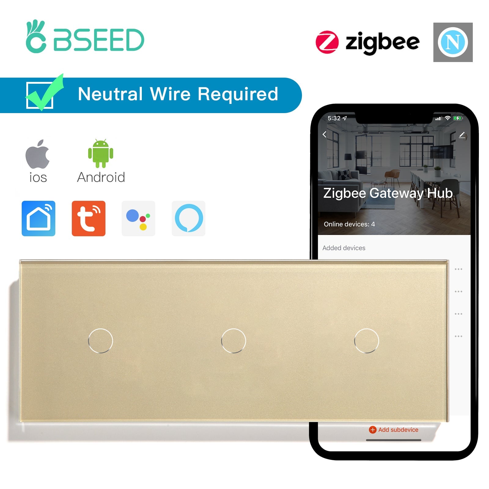 BSEED Zigbee Triple 1/2/3 Gang Smart Wall Switches – Bseedswitch