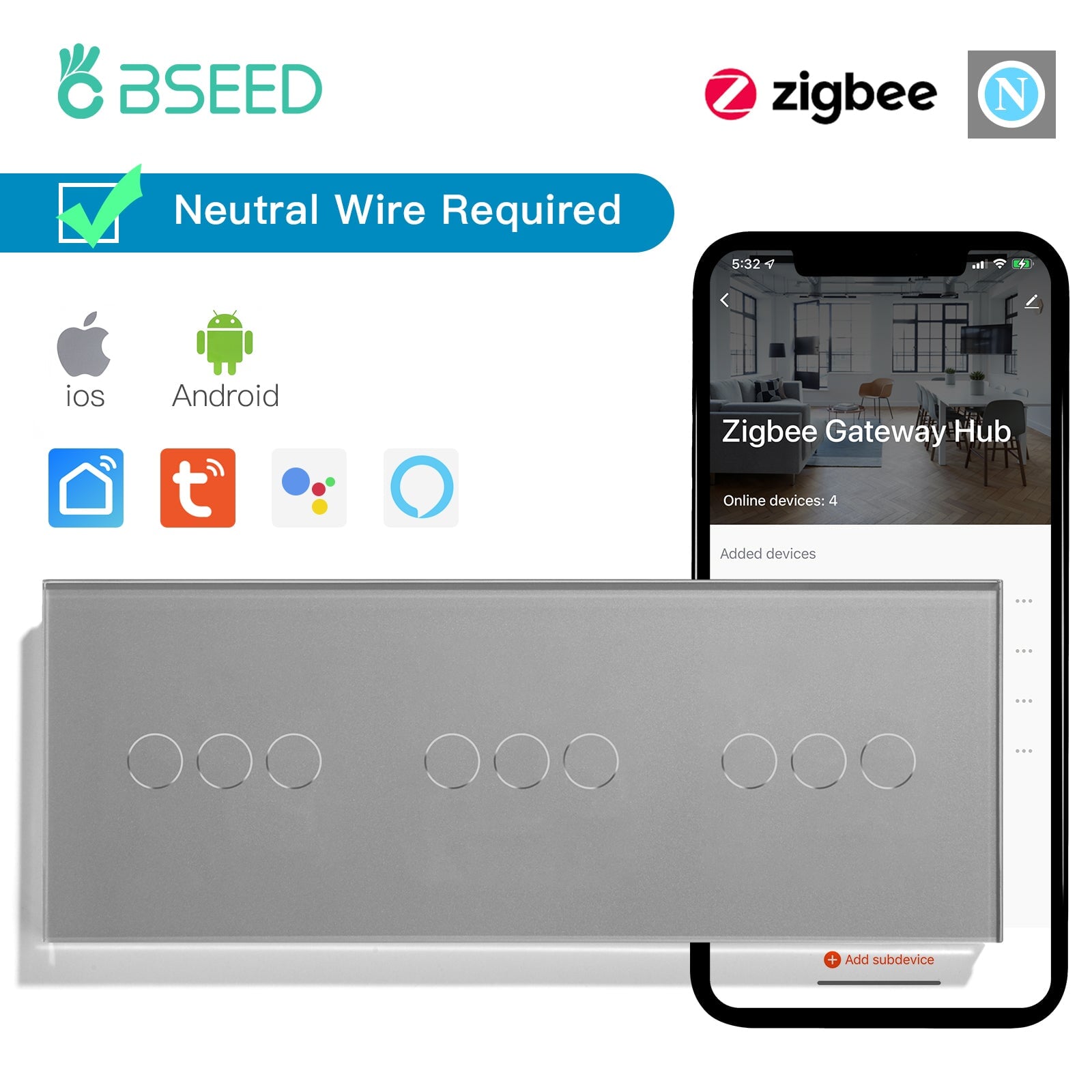 BSEED Zigbee Triple 1/2/3 Gang Smart Wall Switches – Bseedswitch