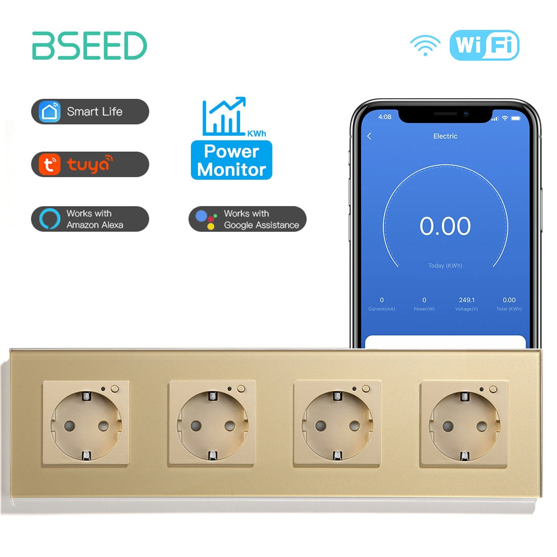 Bseed Wifi EU Standard Socket Wall Sockets With Energy Monitoring ...