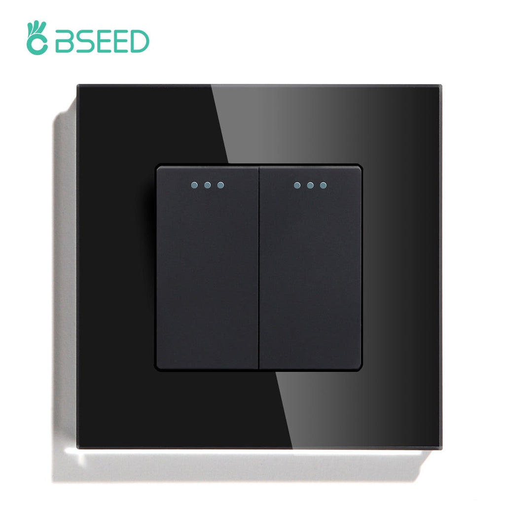 BSEED Wall Switches Automatic Rebound 1/2Gang 1Way Glass Mechanical Li ...