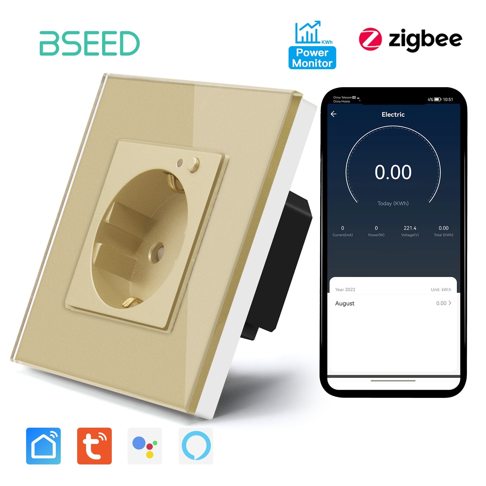 BSEED ZigBee EU Wall Sockets Power Outlets With Energy Monitoring Kids – Bseedswitch