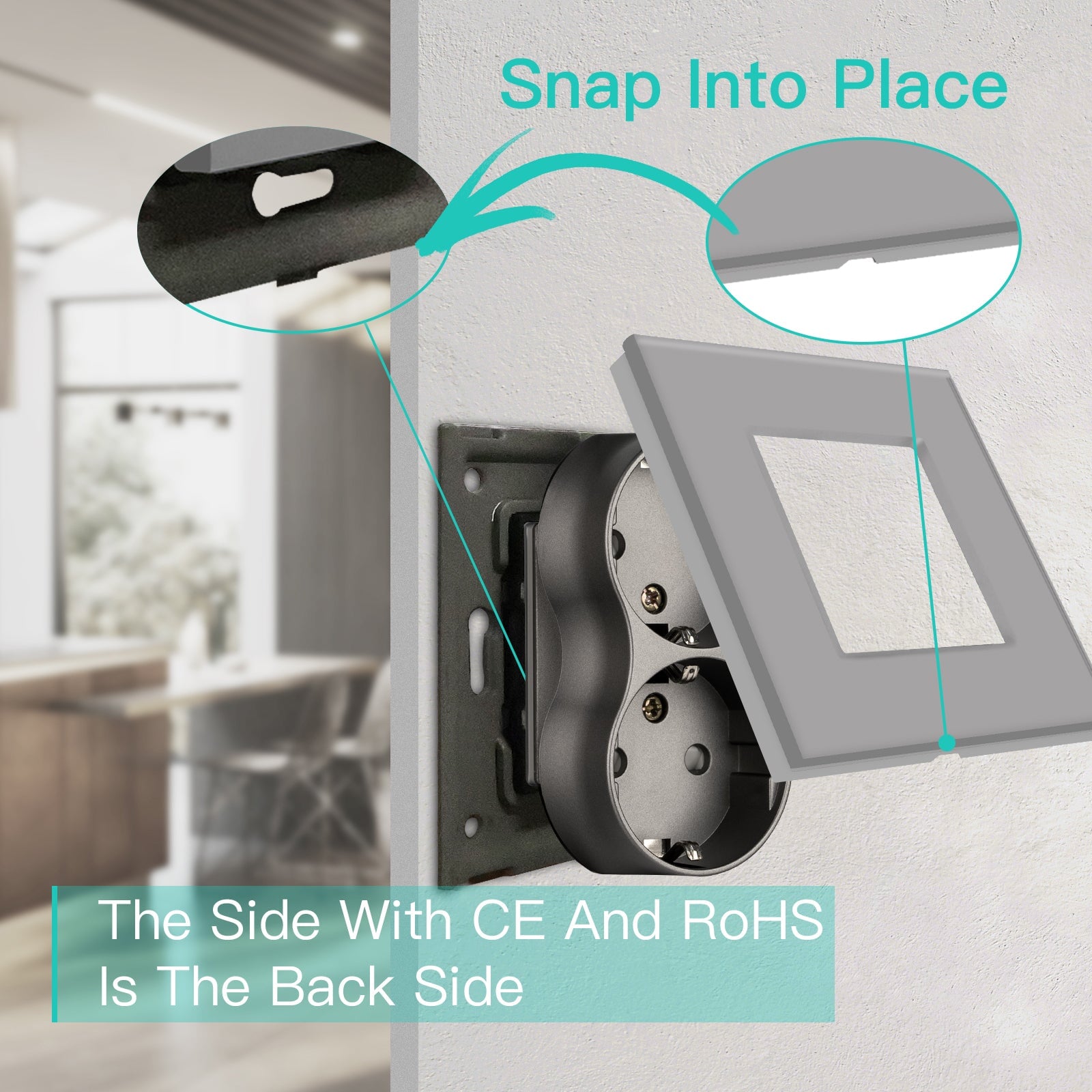 BSEED EU Double Sockets Power Wall Outlet Home Wall Power Sockets Glas ...