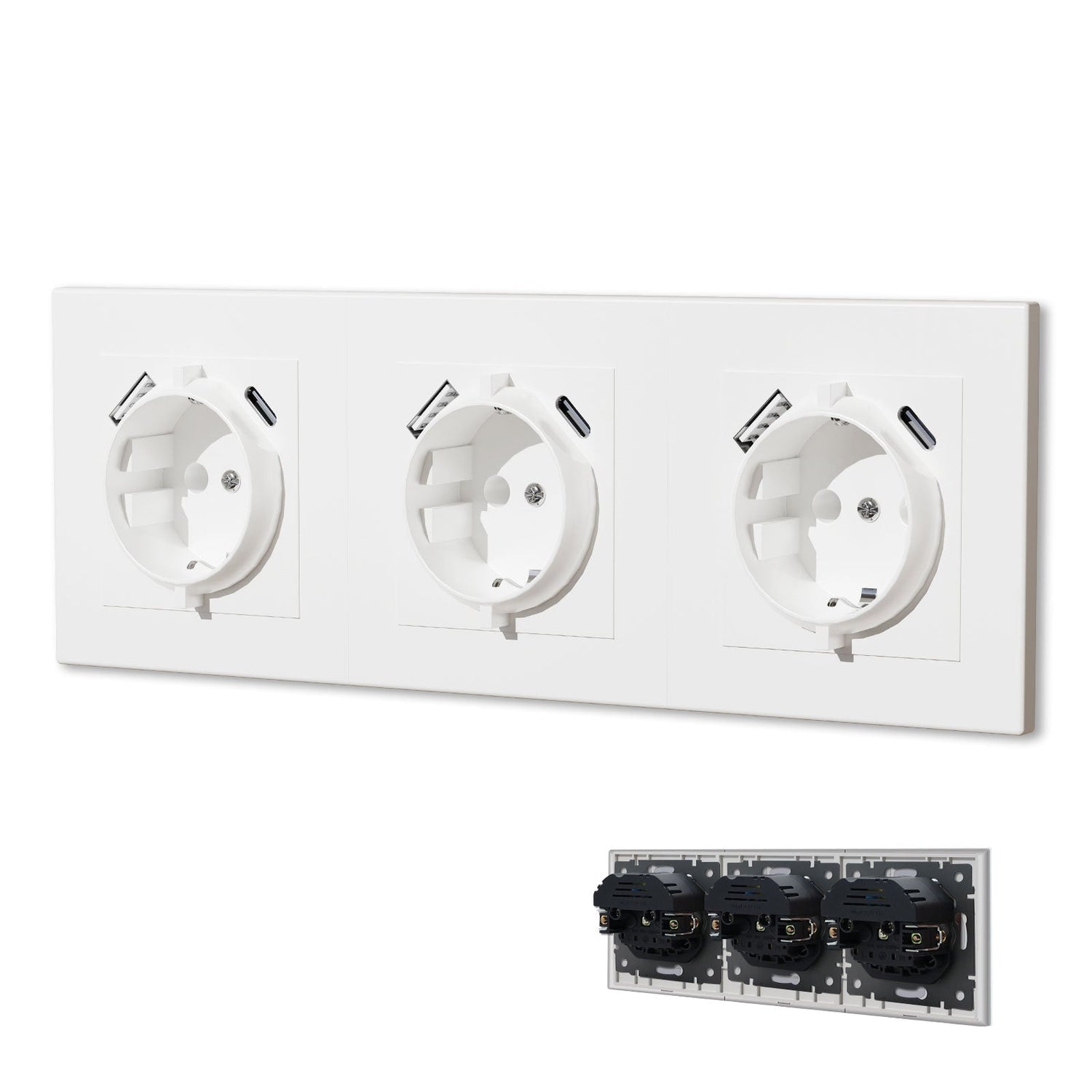 BSEED EU sockets Type-C Wall Socket With USB with Claw technology