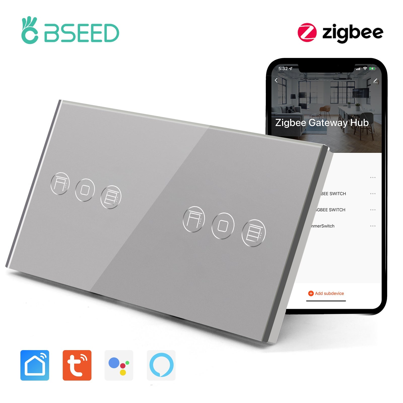 BSEED Zigbee doubel Shutter Switch Smart Wall Touch Switch – Bseedswitch