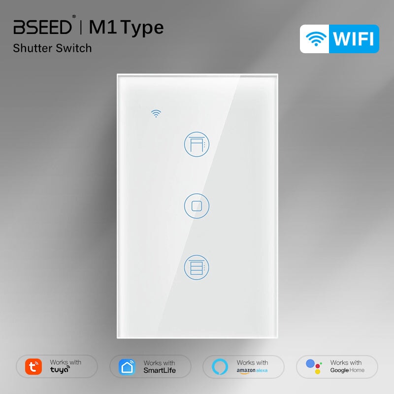 BSEED US Standard Smart Shutter Switch Wireless Glass Touch Switch For ...
