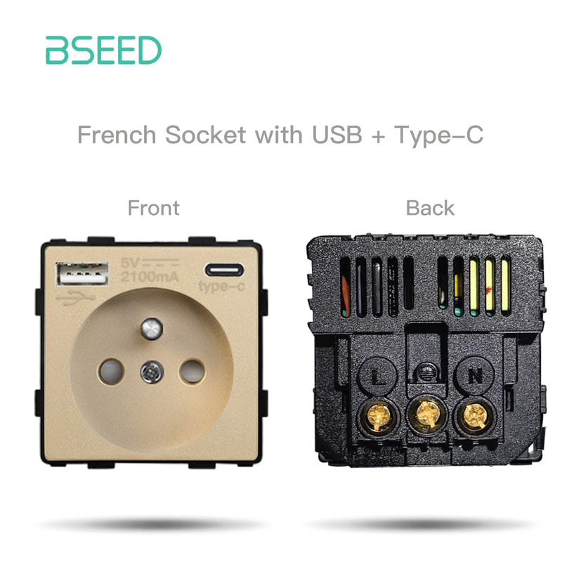 BSEED French Type-C Interface Outlet Wall Socket 16A USB Charge